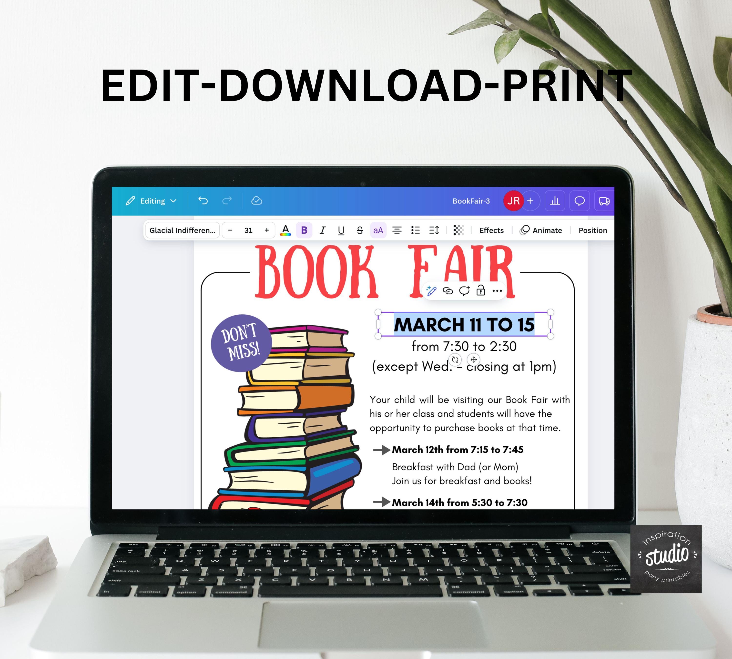 Book Fair Flyer Template | School Book Fair | PTA, PTO, School Event ...