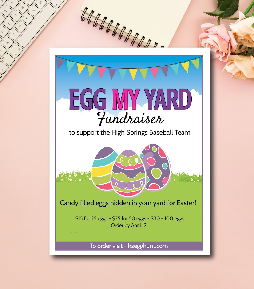 Editable Egg My Yard Fundraiser Flyer Template Easter Egg Hunt School ...
