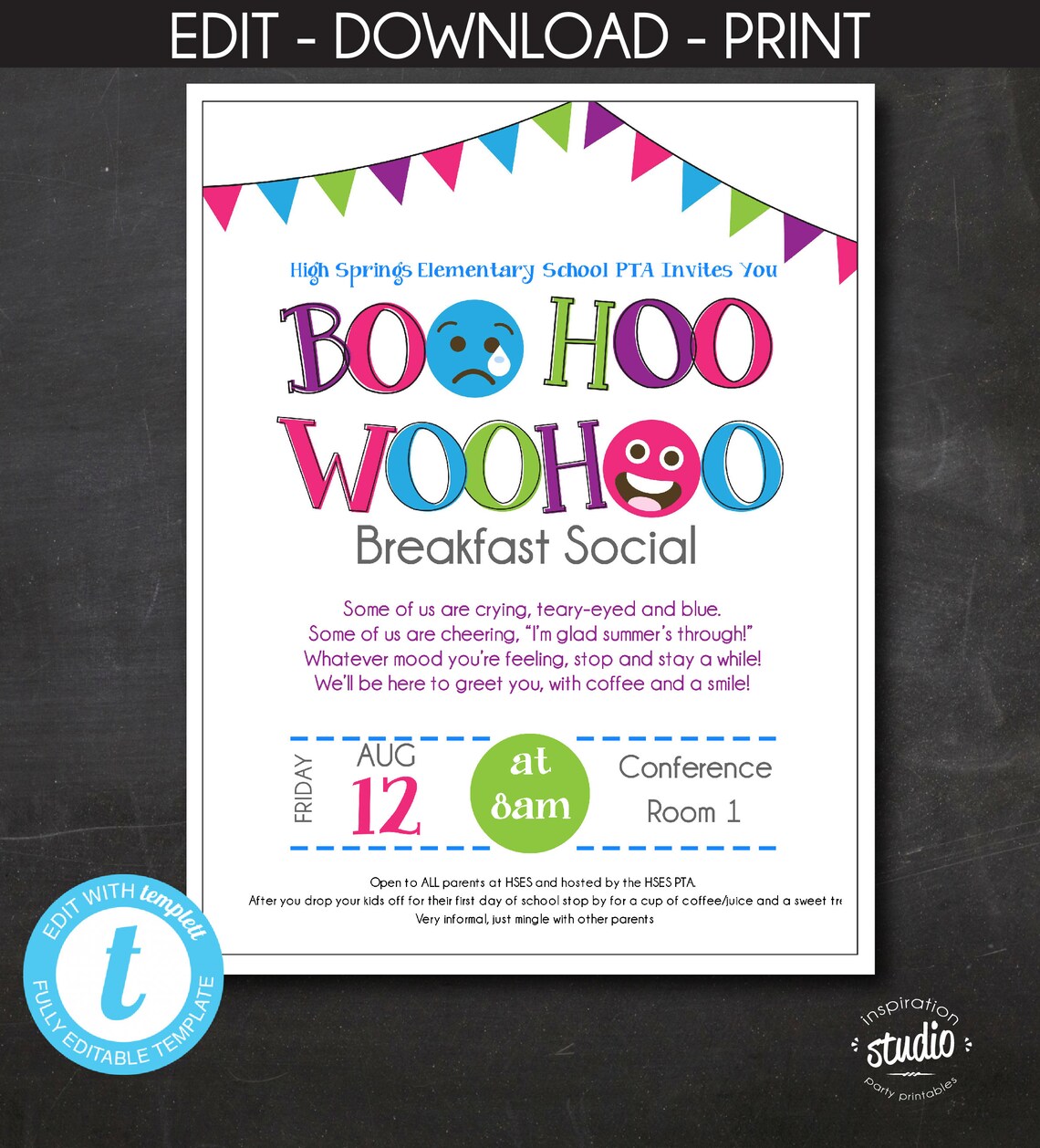 Boohoo Woohoo School Flyer Template First Day of School - Etsy