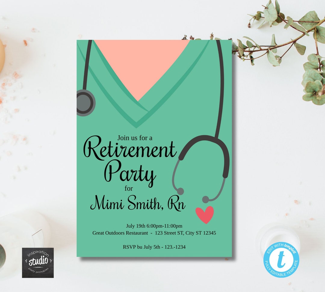 Nurse Retirement Invitation Template | Surgical Nurse Retirement Party ...