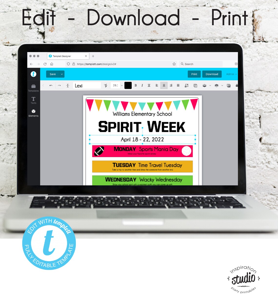 School Spirit Week Flyer Template School Spirit Week | Etsy