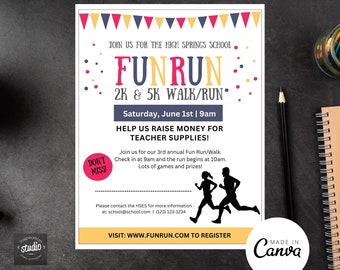 Walkathon Fundraiser Flyer, School Community Fundraising Event Charity ...