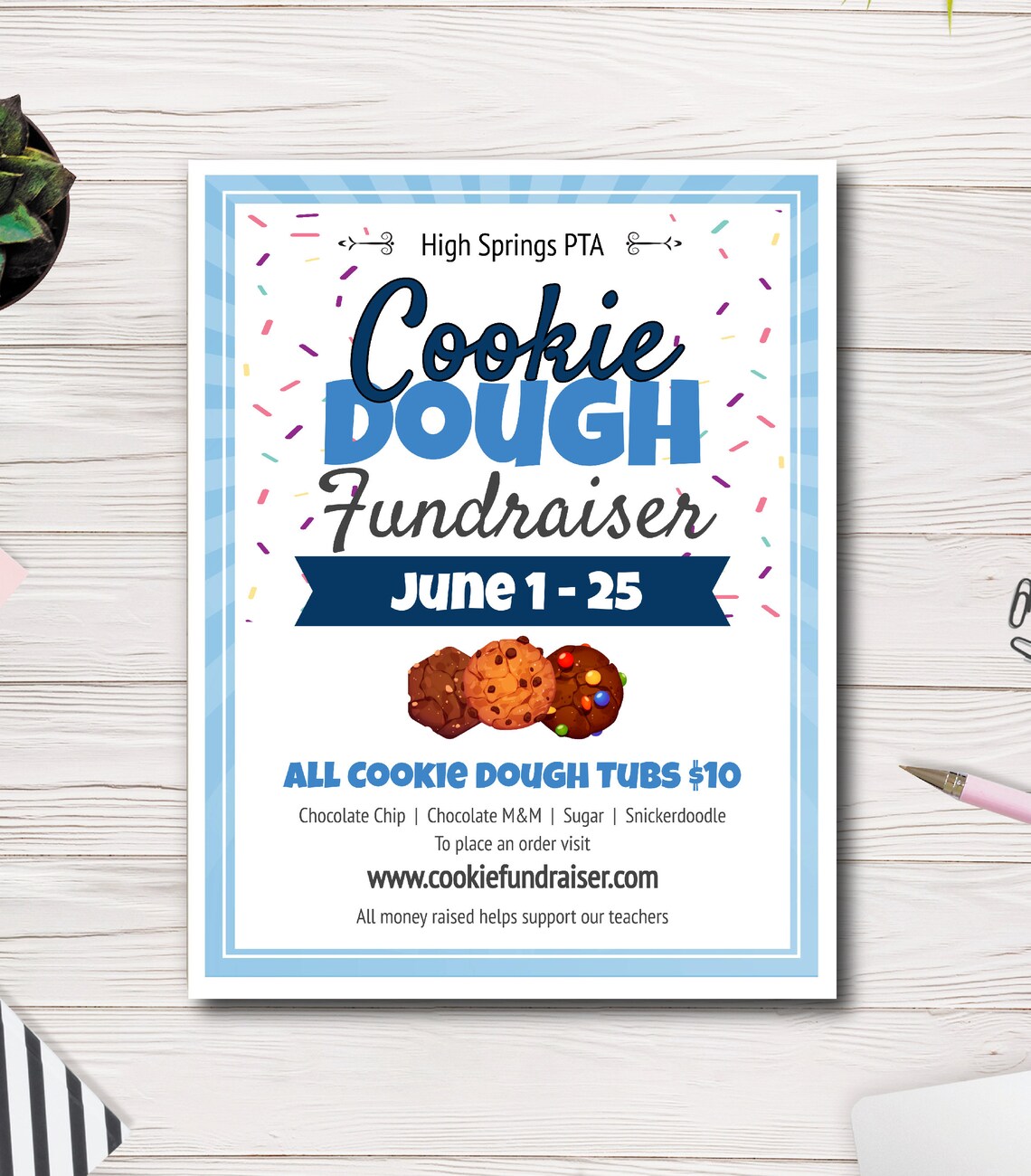 Cookie Dough Fundraiser Flyer Template PTA PTO School - Etsy
