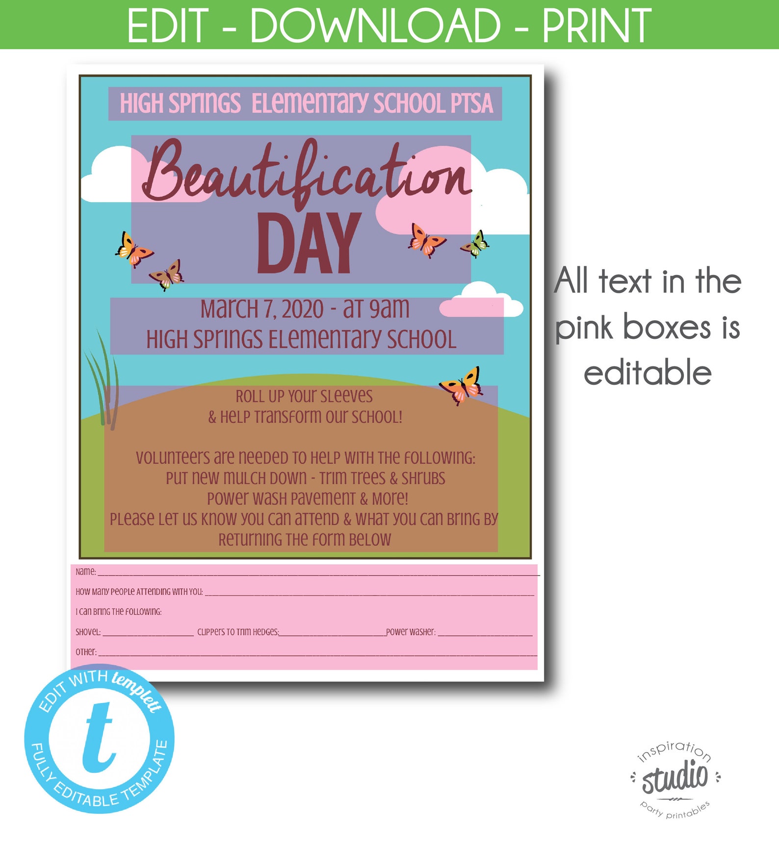 Beautification Day Flyer Template | School Clean up Day Flyer | Easy to ...
