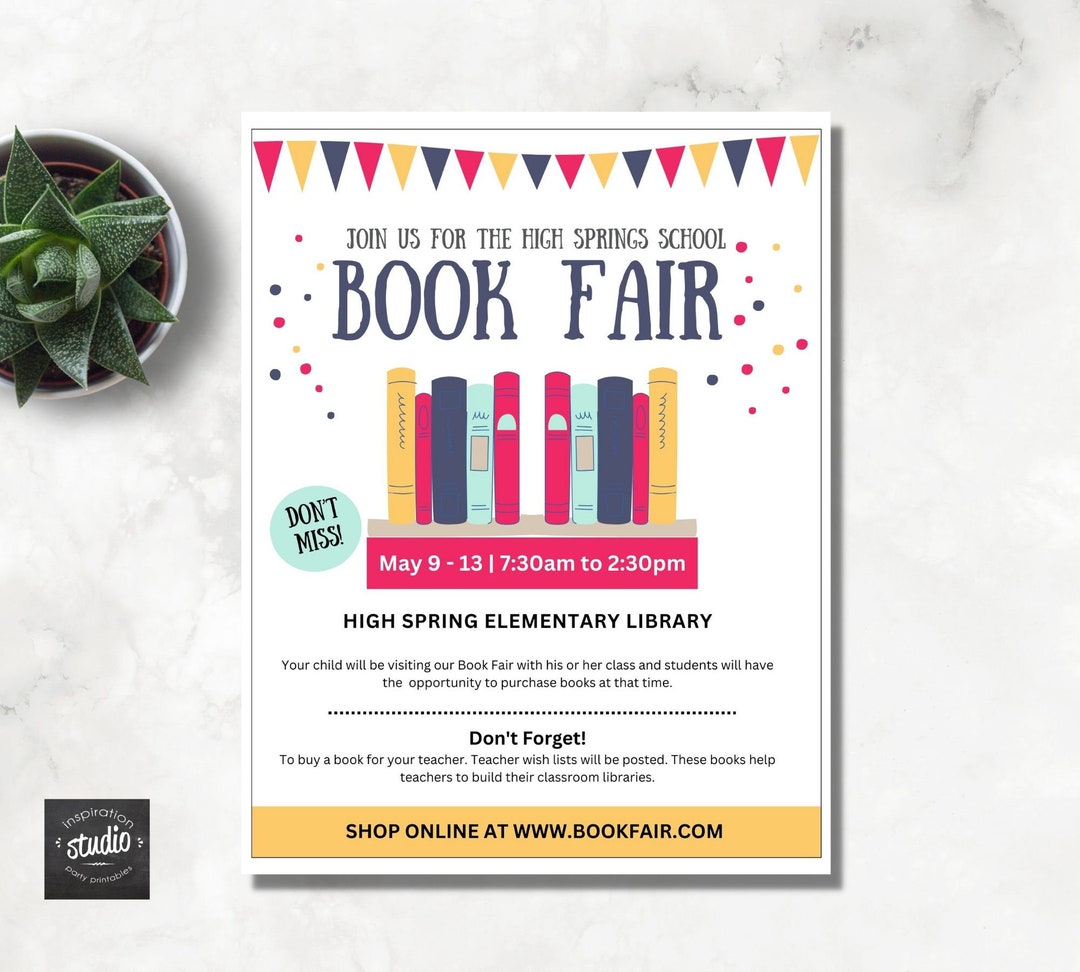 Book Fair Flyer Template | School Book Fair, PTA, PTO | Book Sale Flyer ...