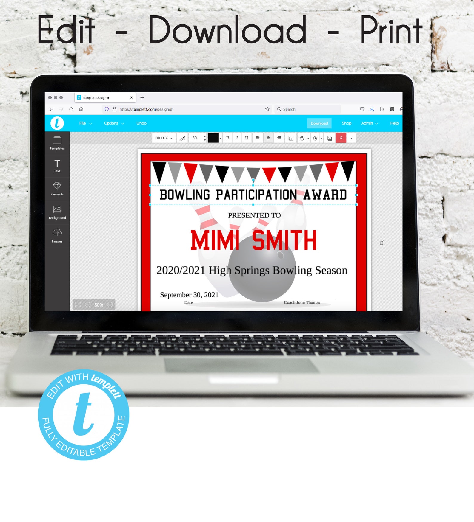 Editable End of Season Bowling Award Certificates Custom Printable ...