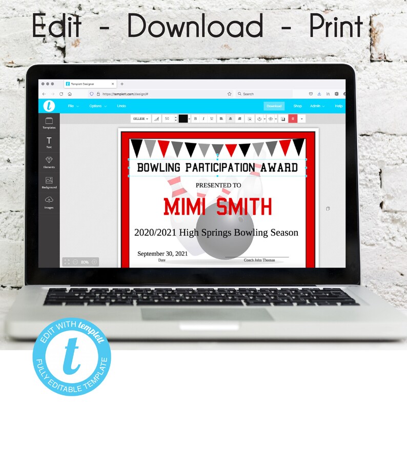 Editable End of Season Bowling Award Certificates Custom | Etsy