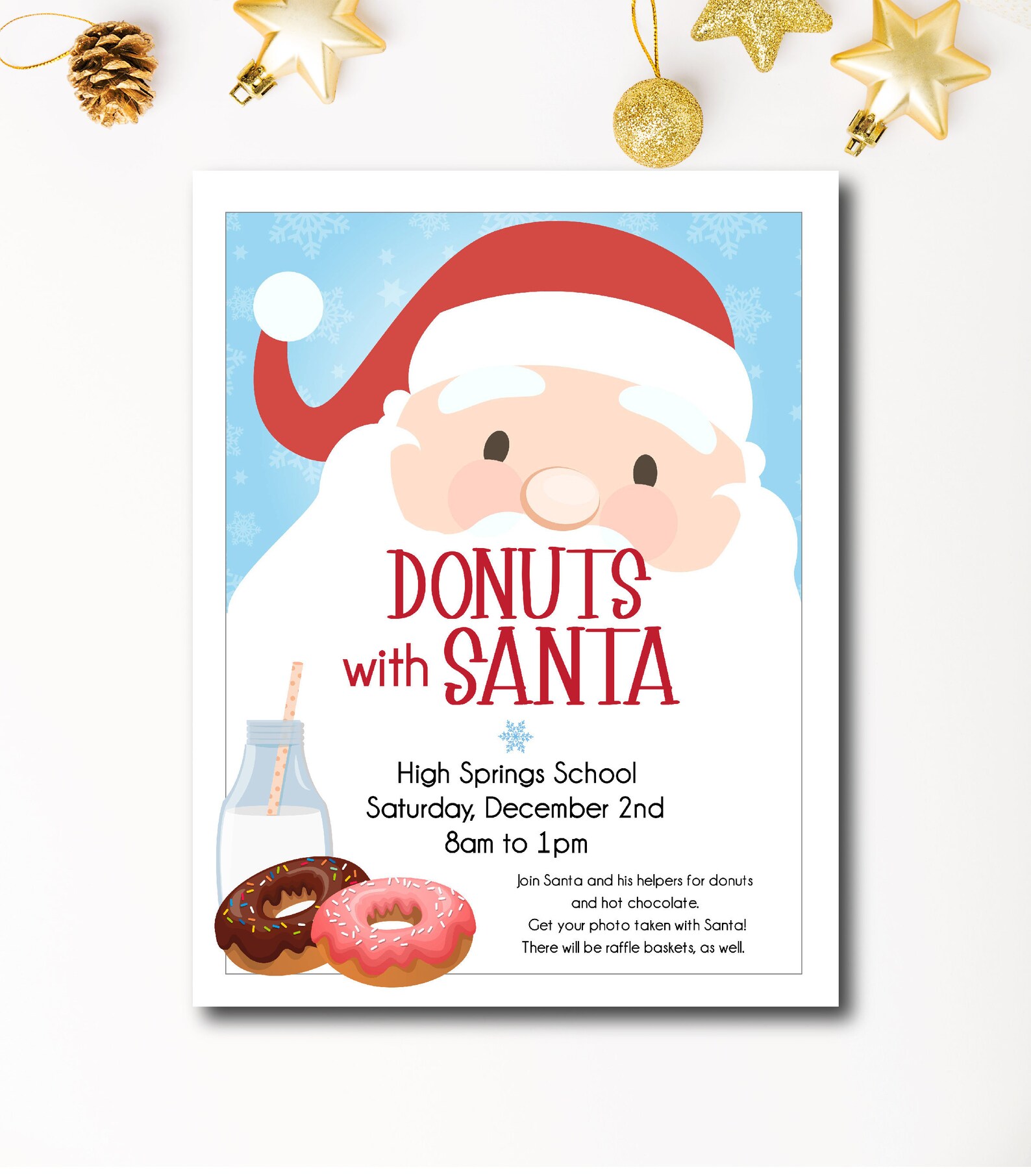 Donuts With Santa Event Flyer Template Christmas Flyer - Etsy