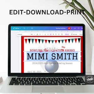 Editable Bowling Award Certificate Template | Personalized End of ...