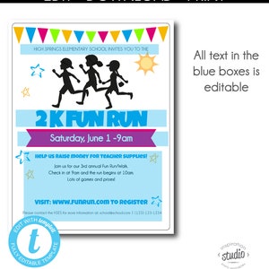 Fun Run Fundraiser Flyer Template Fun Walk 5k Run 2k Walk Jog a Thon ...