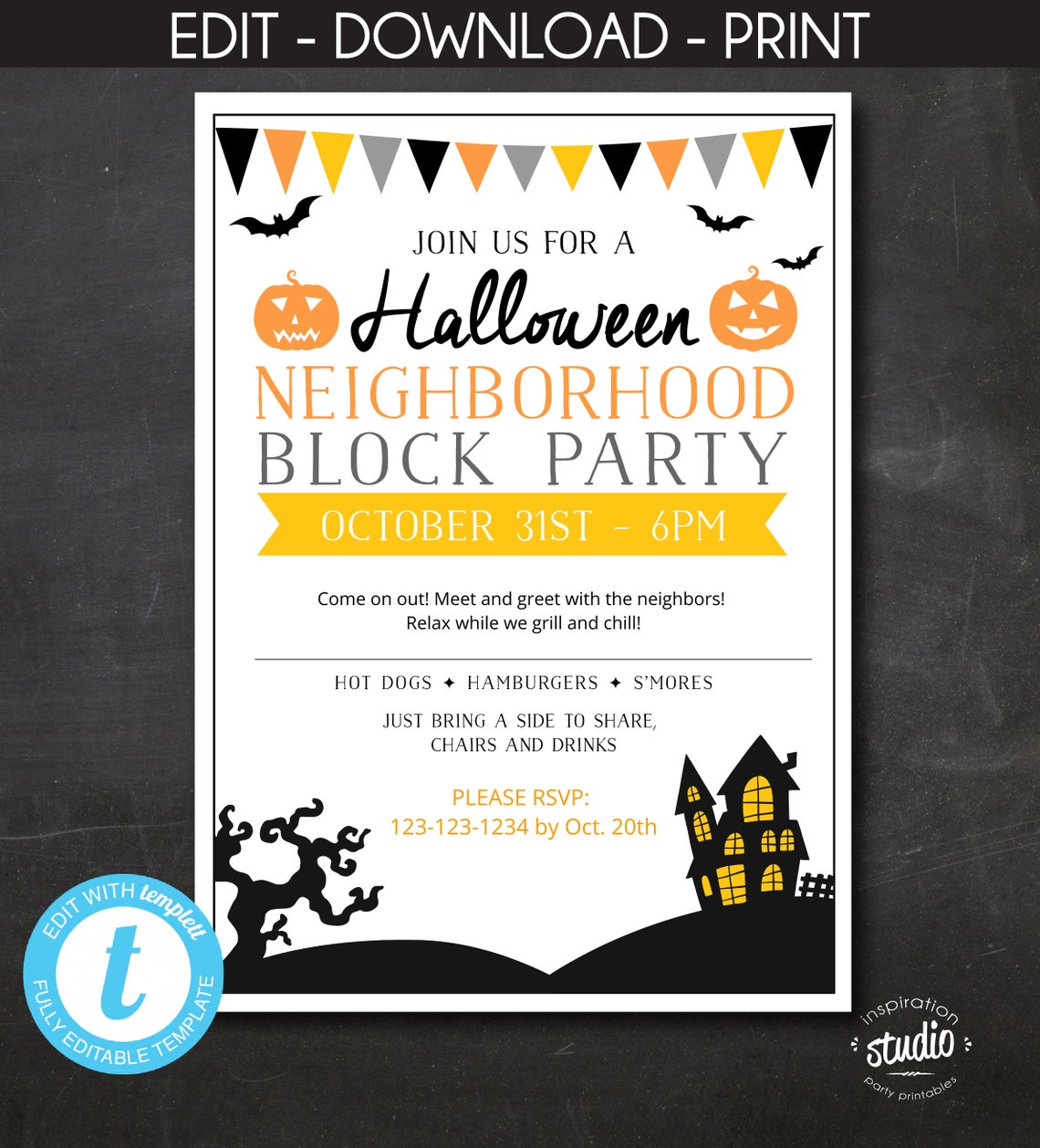 Halloween Neighborhood Block Party Invite Template Fall - Etsy