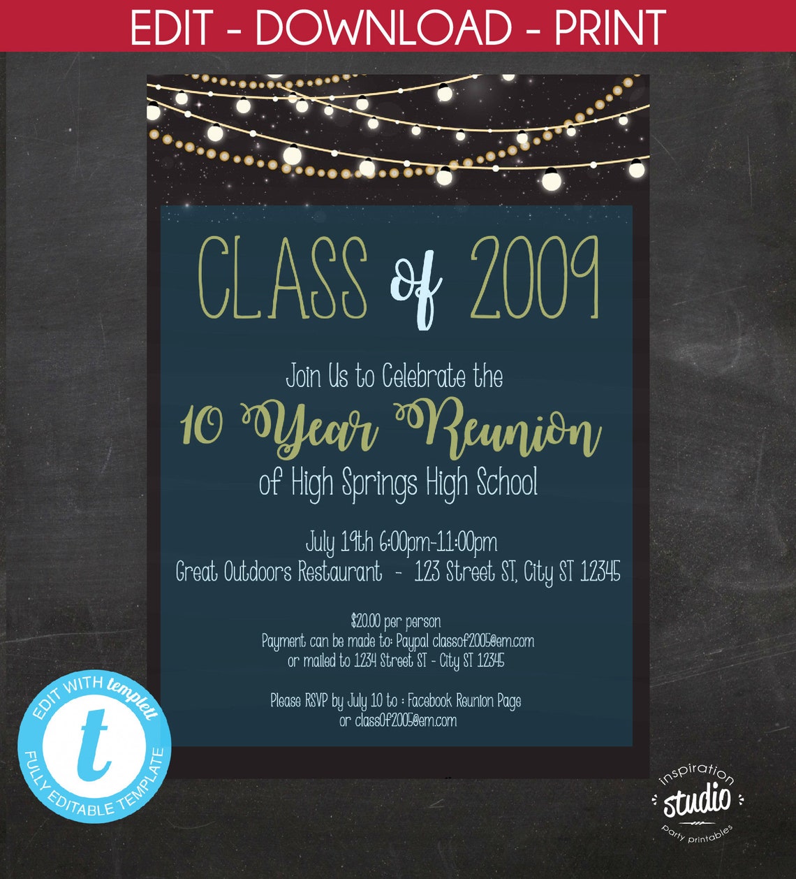 High School Reunion Invitation Template College Reunion - Etsy