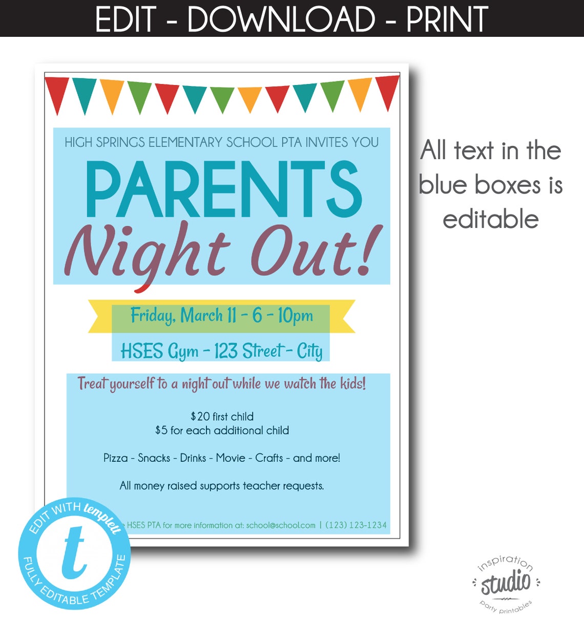 Parents Night Event Flyer Template Babysitting Flyer - Etsy