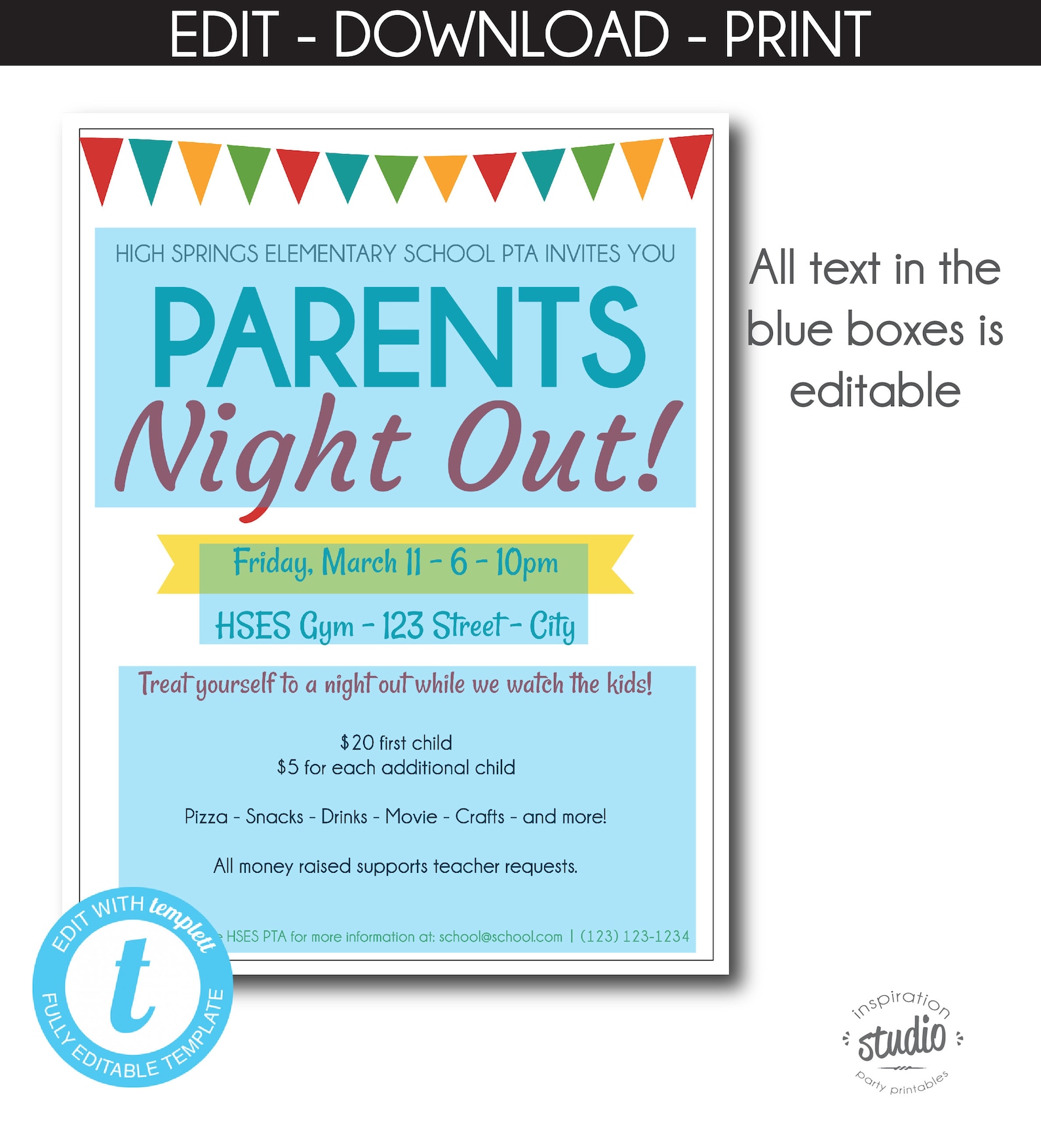 Parents Night Event Flyer Template Babysitting Flyer - Etsy