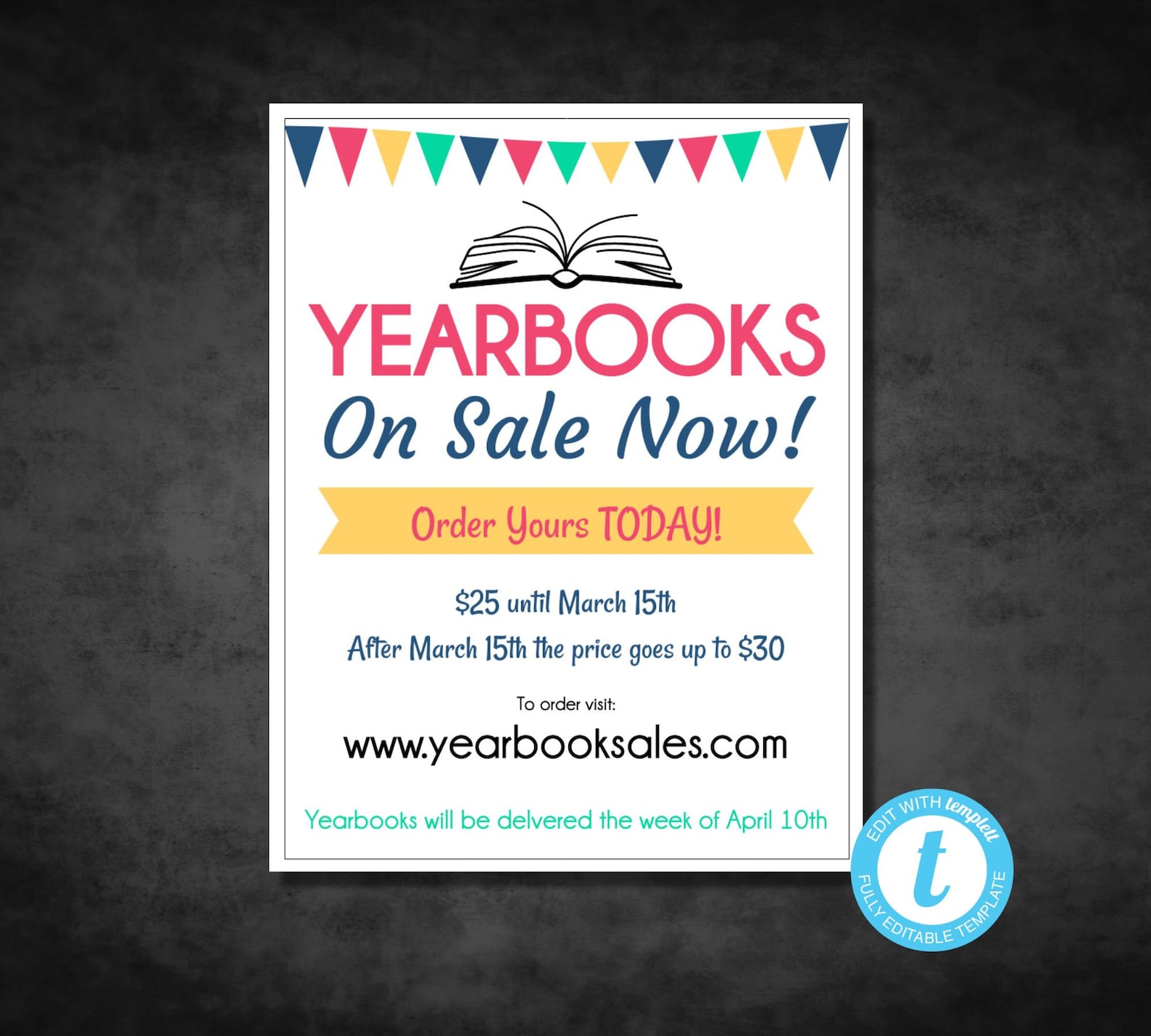 Yearbook Sale Flyer Template School Template Yearbooks on - Etsy
