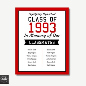 Memory of Classmates Tribute Poster Template | School Reunion in ...