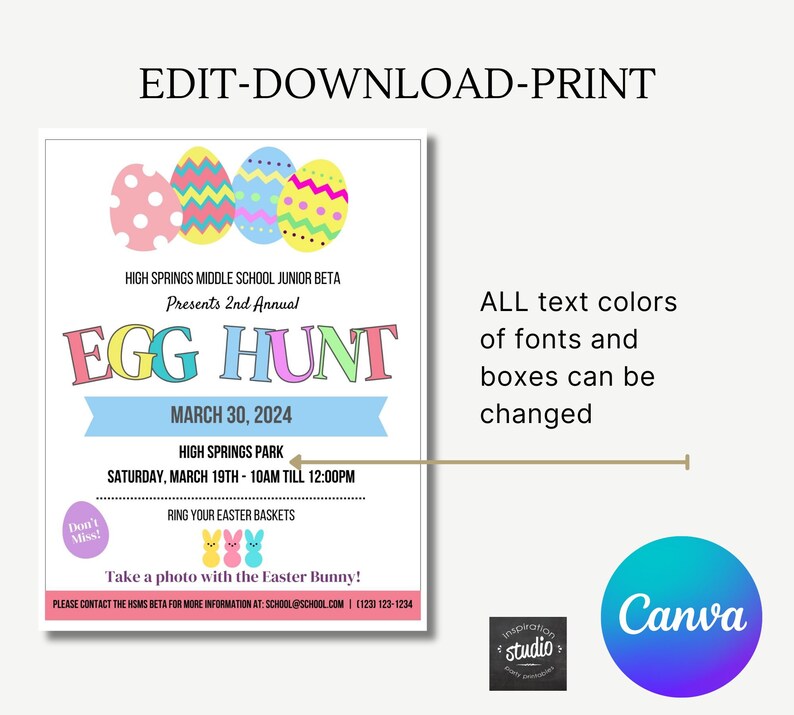 Editable Easter Egg Hunt Flyer Template | Easter Fundraiser | Charity ...