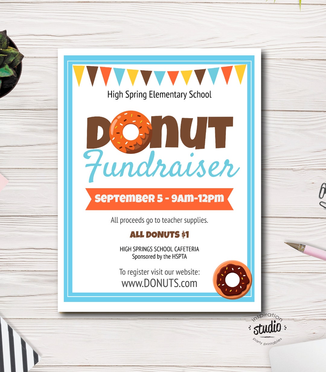 Fall Doughnut Fundraiser Flyer Template, Doughnut Sale, PTA, PTO ...