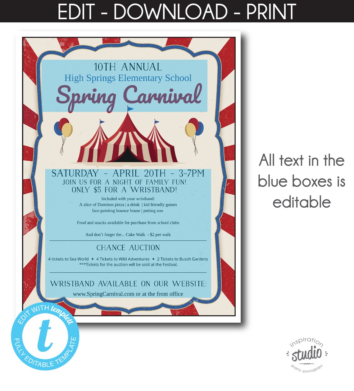 Spring Carnival Flyer Spring Festival Flyer Big Top School - Etsy