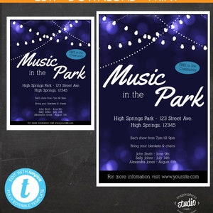 Concert Flyer and Poster Template, Music in the Park, Summer Music ...