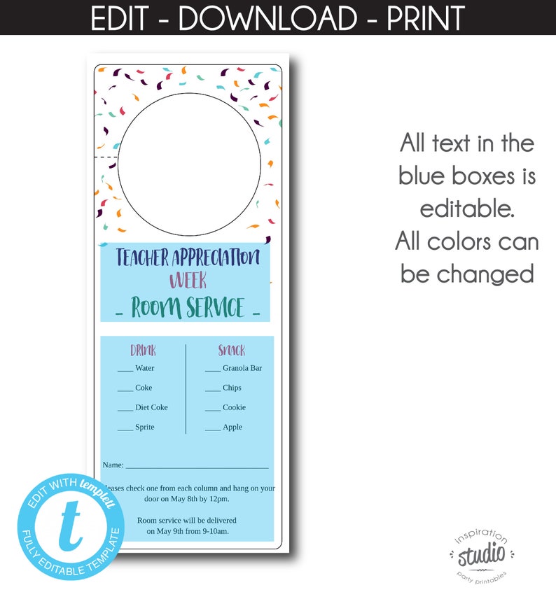 Teacher Appreciation Week Room Service Door Hanger Door - Etsy