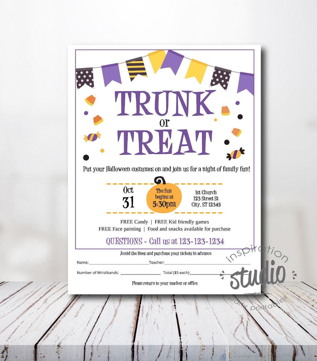 Trunk or Treat, Halloween Event Flyer With Form Template, Community ...