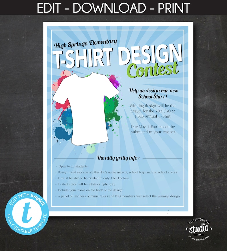 T shirt Design Contest Flyer Template PTA PTO School Etsy Espa a T shirt Design Contest Flyer Template PTA PTO School Etsy Espa a