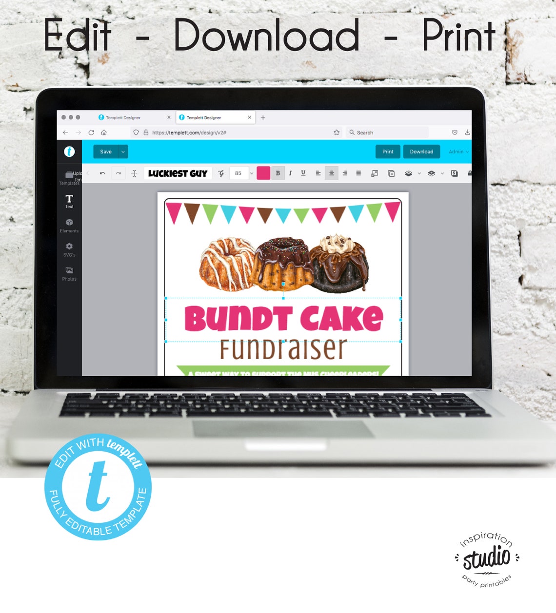 Bundt Cake Sale Fundraiser Flyer Template School Fundraiser - Etsy