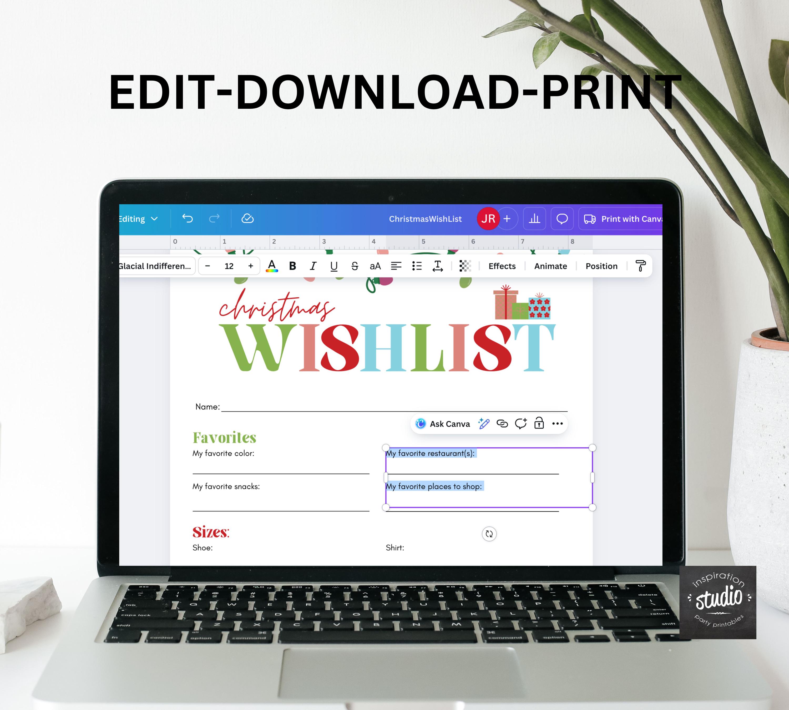 Christmas Wish List Template | Editable Holiday Wishlist | Kids and ...