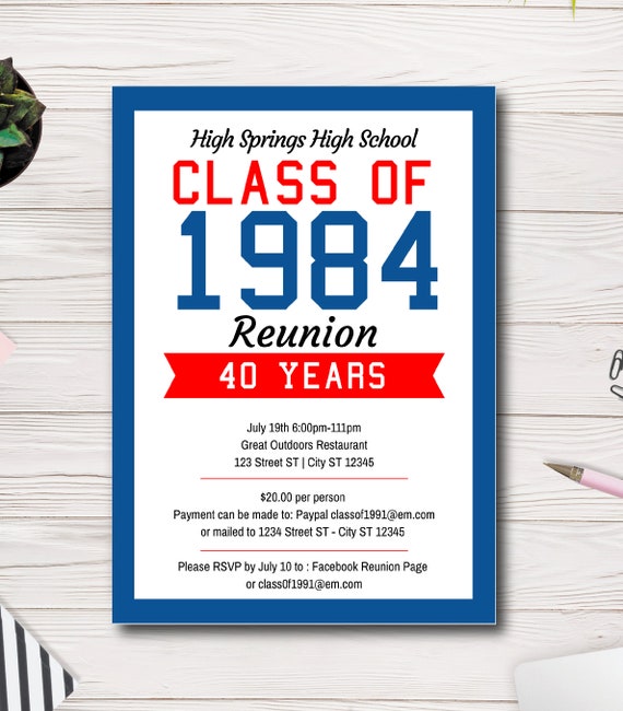 High School Reunion, College Reunion, Printable Invitation, Pick your ...