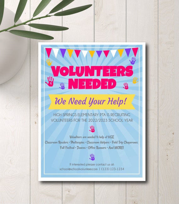 Volunteers Needed Flyer Template, Back to School Flyer, Volunteer Event ...