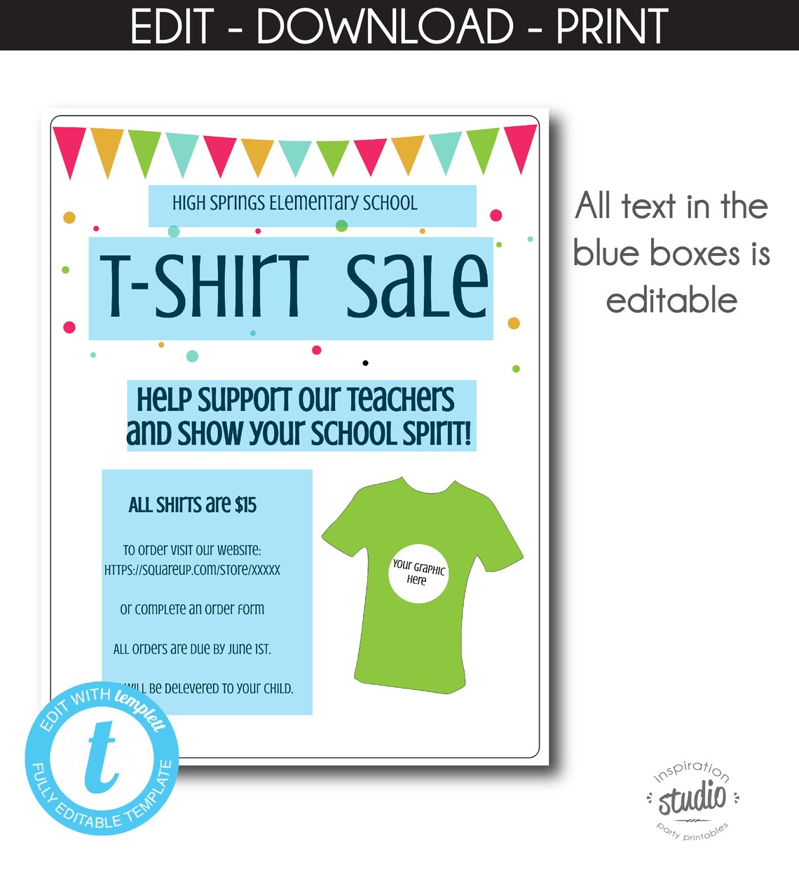 T-shirt Sales Flyer Template PTA PTSA PTO Church - Etsy