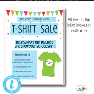 T-shirt Sales Flyer Template, PTA, PTSA, PTO, Church Fundraiser Flyer ...
