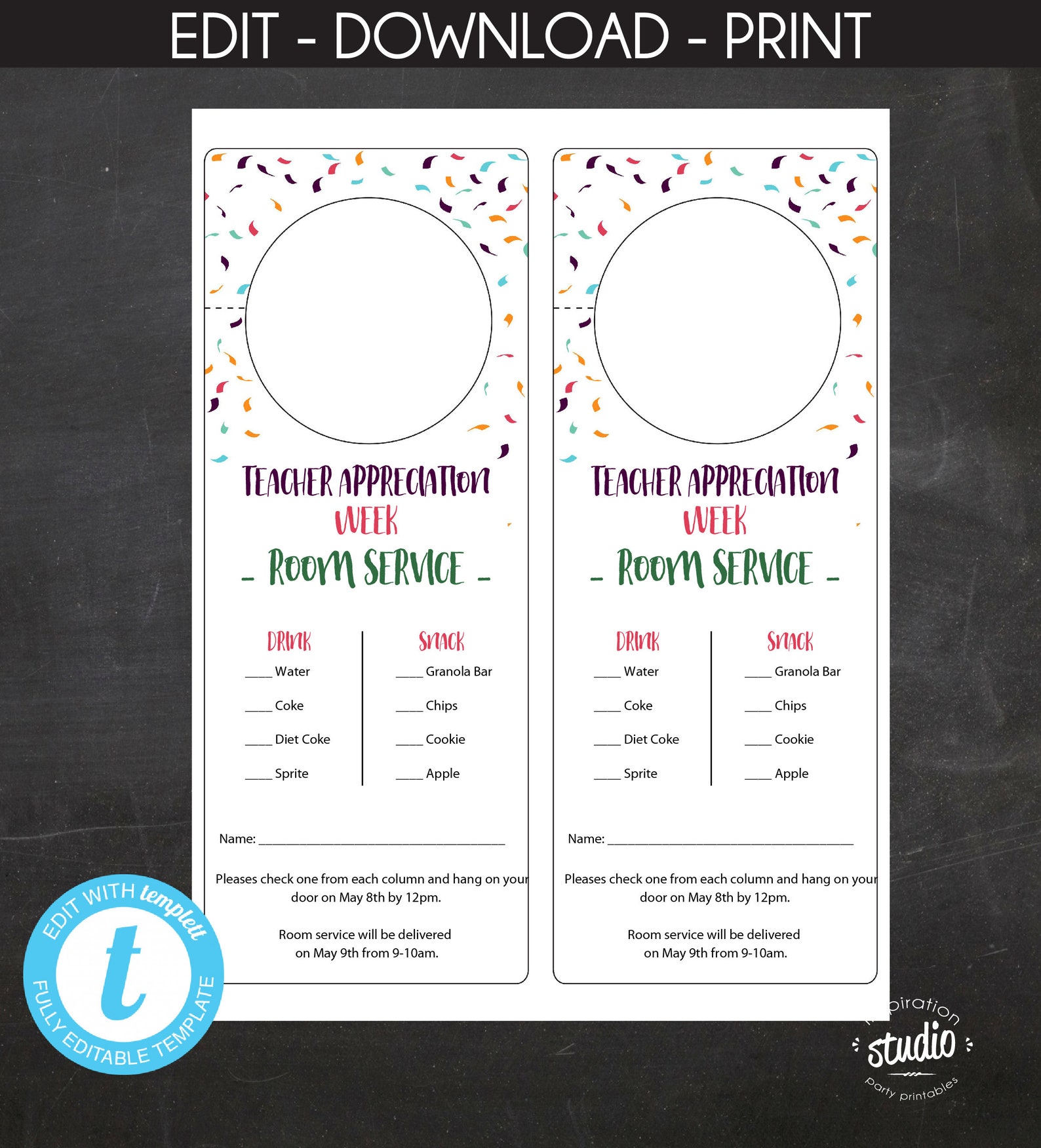 Teacher Appreciation Week Room Service Door Hanger Door | Etsy