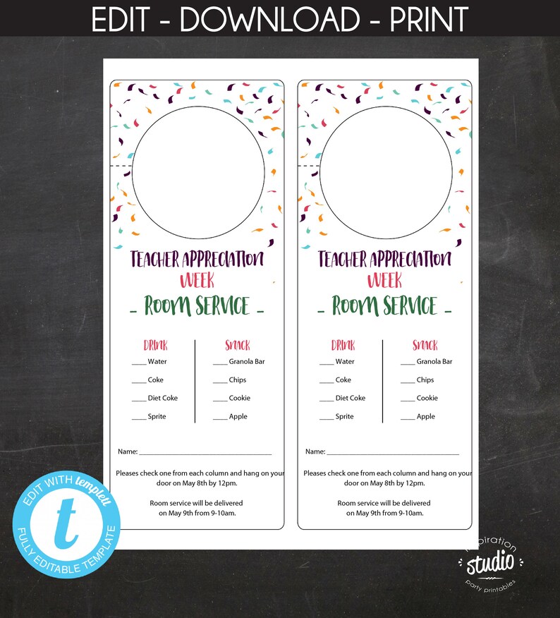 Teacher Appreciation Week Room Service Door Hanger Door - Etsy