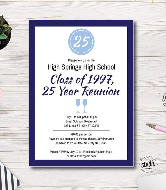 High School Reunion Invitation Template, College Reunion, You pick the ...