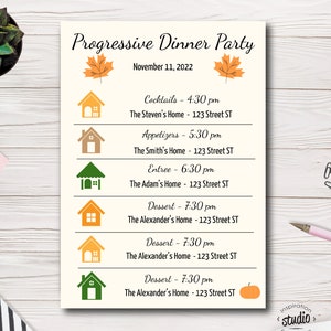 Fall Progressive Dinner Party Invite Template, Neighborhood Dinner ...
