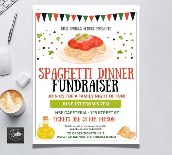 Spaghetti Dinner Fundraiser Ticket Template