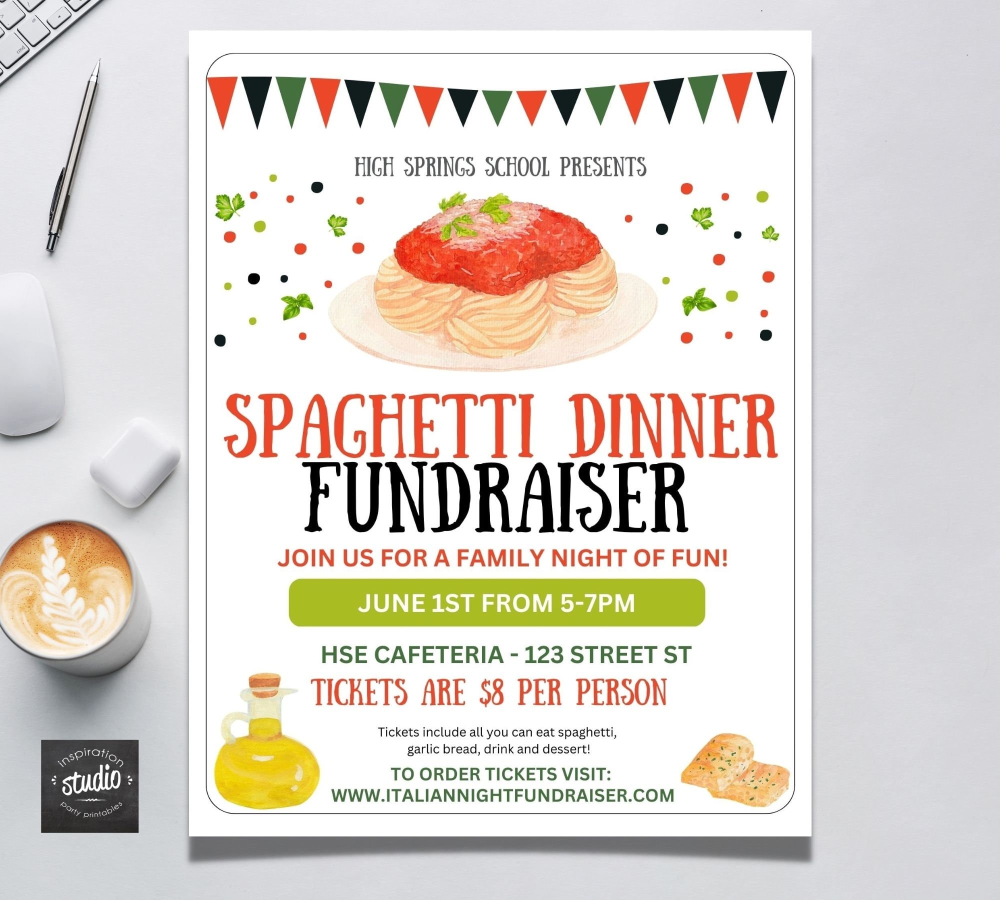 Spaghetti Dinner Fundraiser Flyer Template