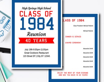 High School Reunion Program - Etsy