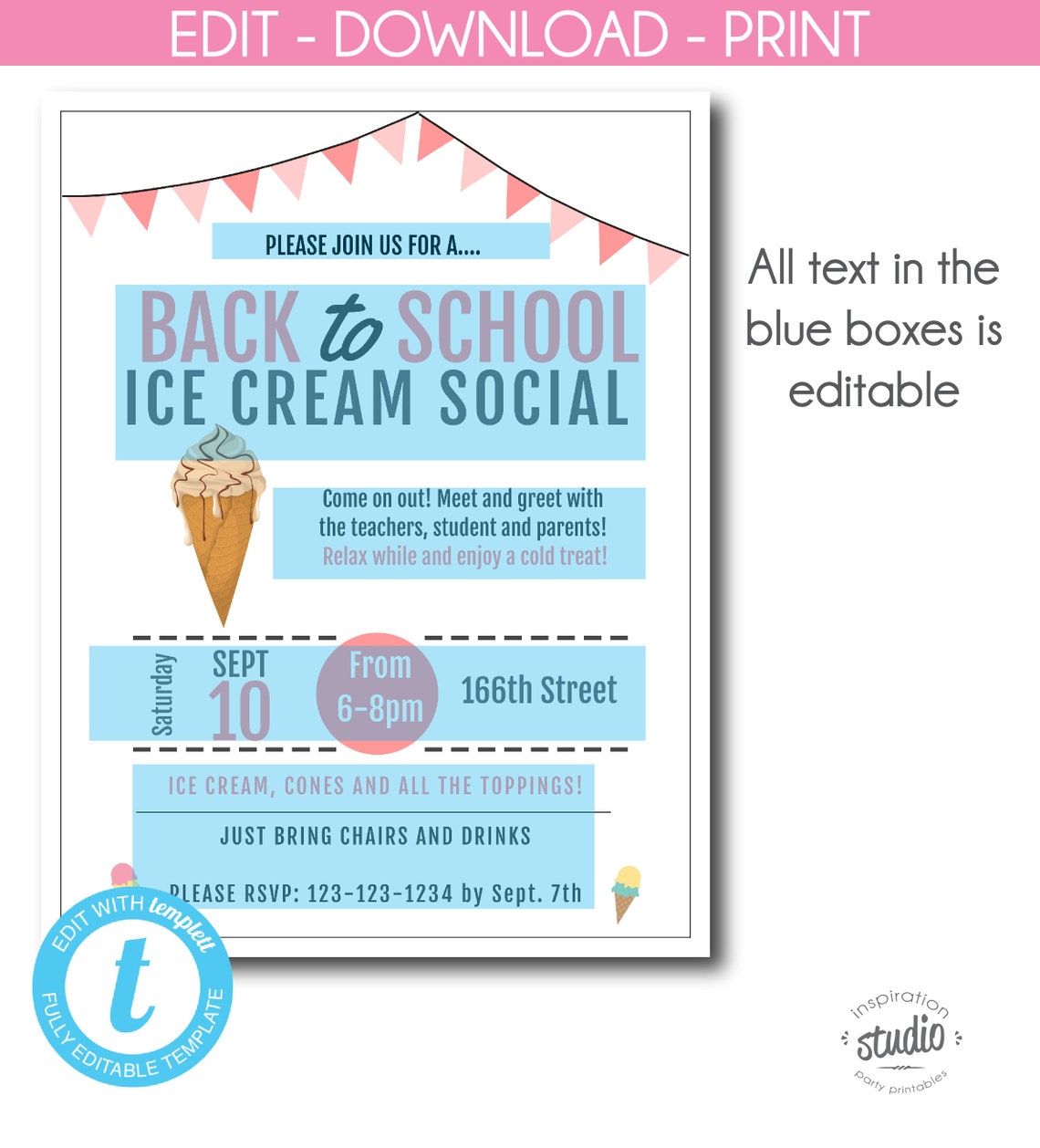 Back to School Ice Cream Social Event Flyer Printable - Etsy