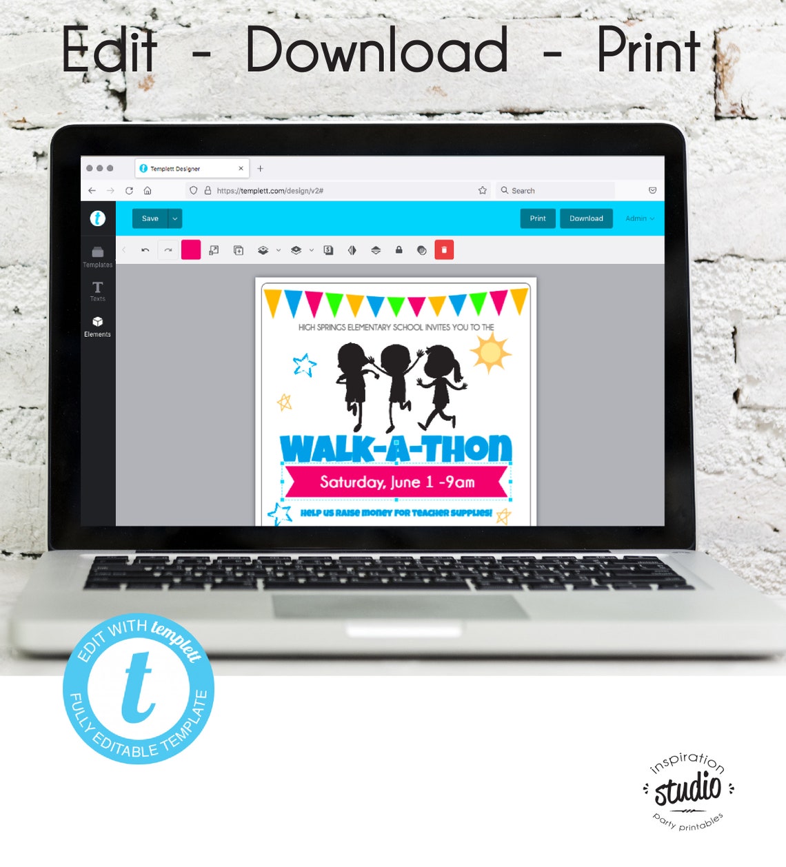 Walk-a-thon Fundraiser Flyer, Fun Walk, 2k Walk, Jog a Thon, PTA, PTO ...