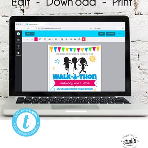 Walk-a-thon Fundraiser Flyer, Fun Walk, 2k Walk, Jog a Thon, PTA, PTO ...