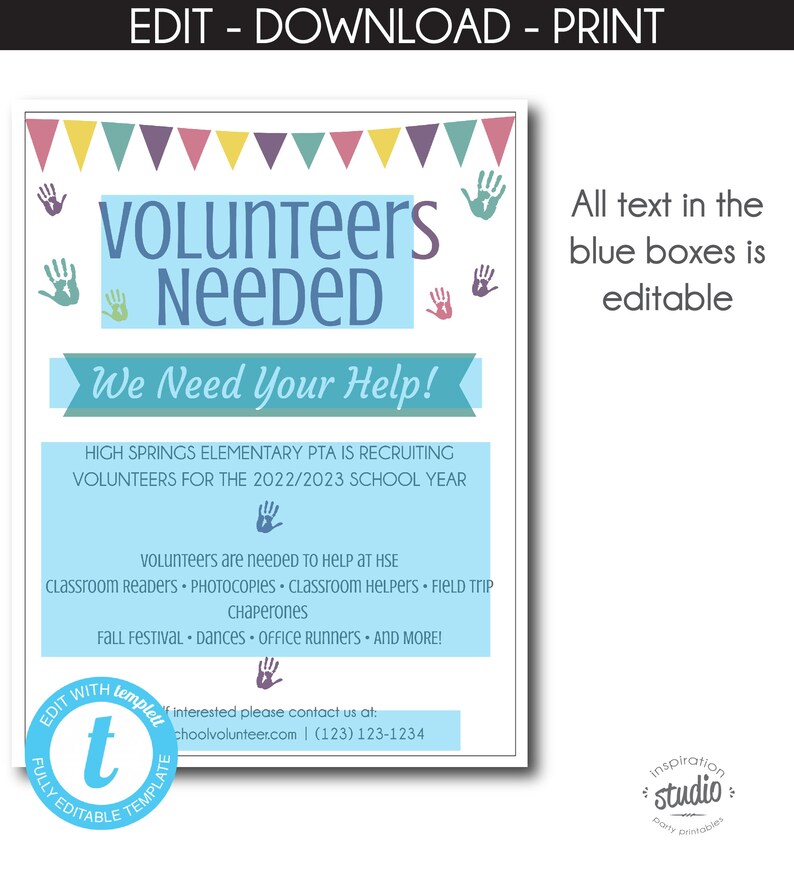 Volunteers Needed Flyer Template Back to School Charity - Etsy