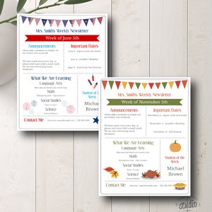 Yearly Newsletter Editable Templates Bundle, Newsletter Bundle, Monthly ...