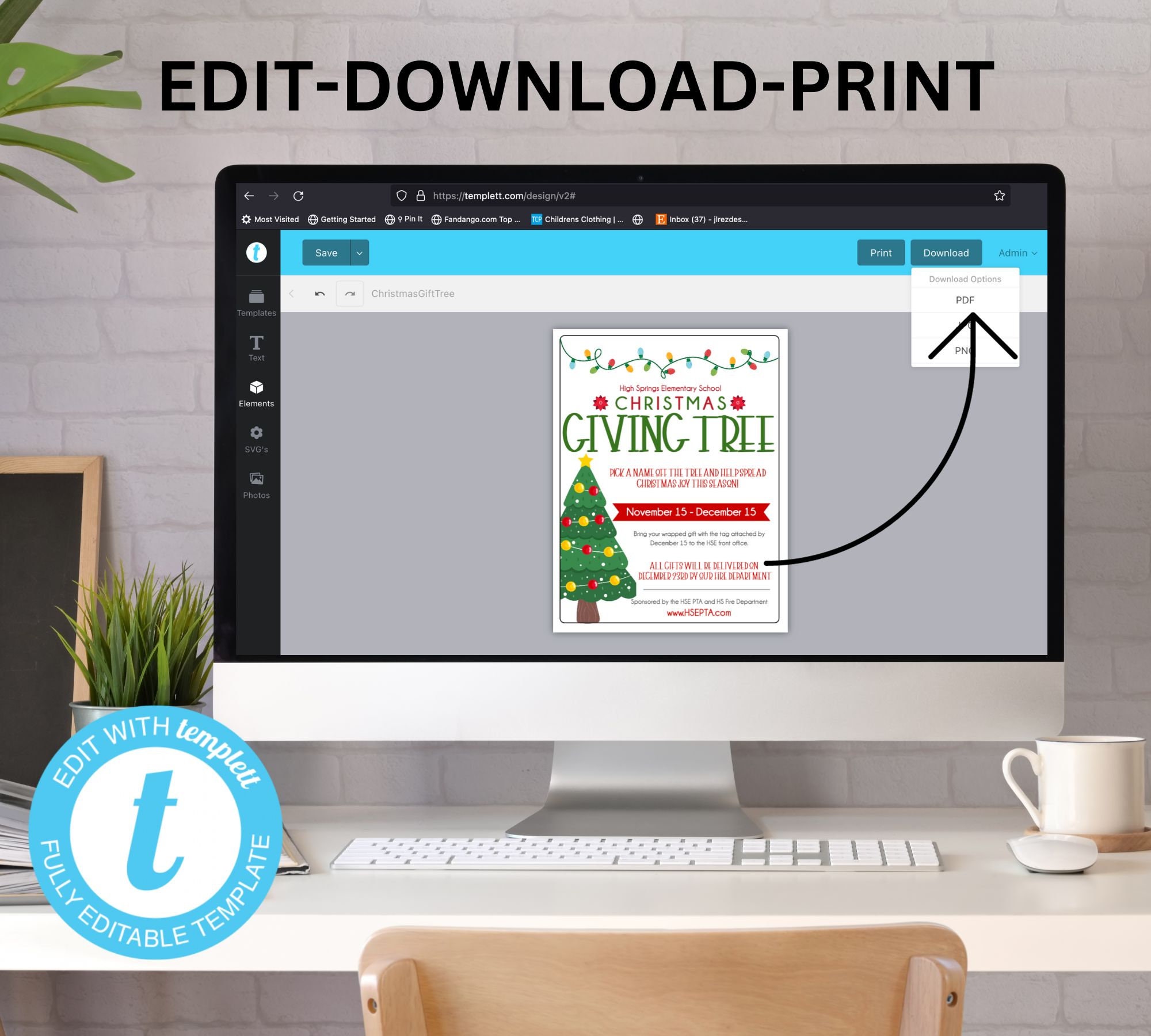 Christmas Giving Tree Flyer and Tags Template, Toy Drive Flyer, School ...