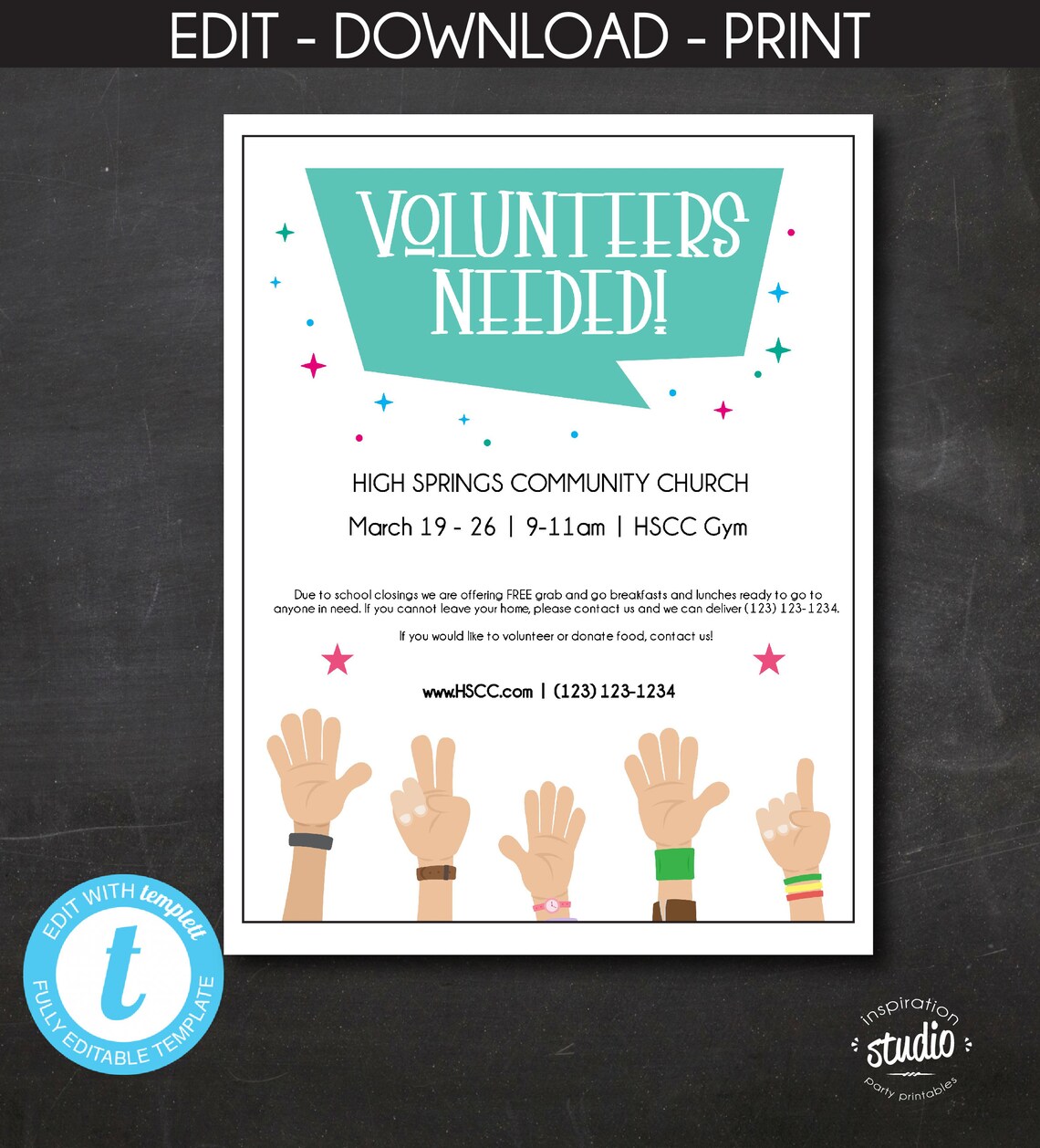 Volunteers Needed Flyer Template School Event Flyer Template | Etsy