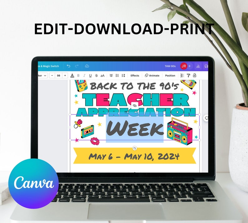 1990s Theme Teacher Appreciation Week Flyer Template | School Staff ...