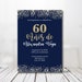 60 Años De, Spanish, 60th Birthday Invitation, Blue and Gold Glitter ...