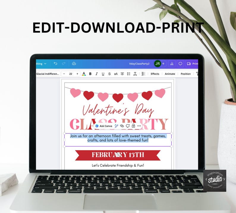 Valentine’s Day Class Party Flyer | Editable School Party Template ...